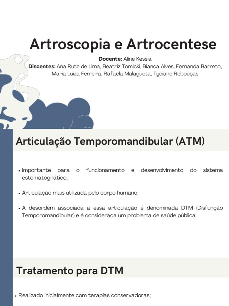 Artroscopia e Artrocentese na ATM | PDF | Doenças e distúrbios | Remédio