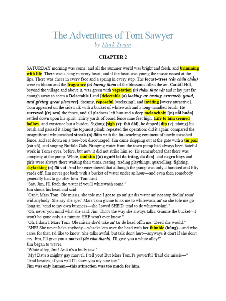 CHAPTER 2 The Adventures of Tom Sawyer | PDF