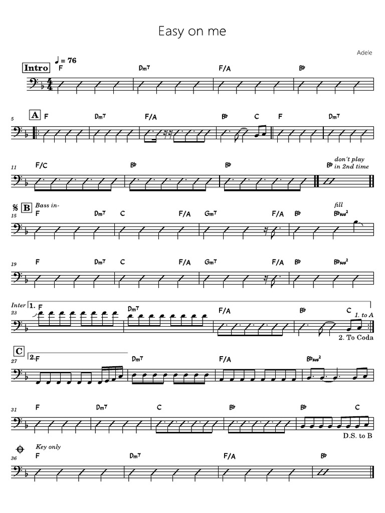 (Bass) Easy On Me - Adele | PDF