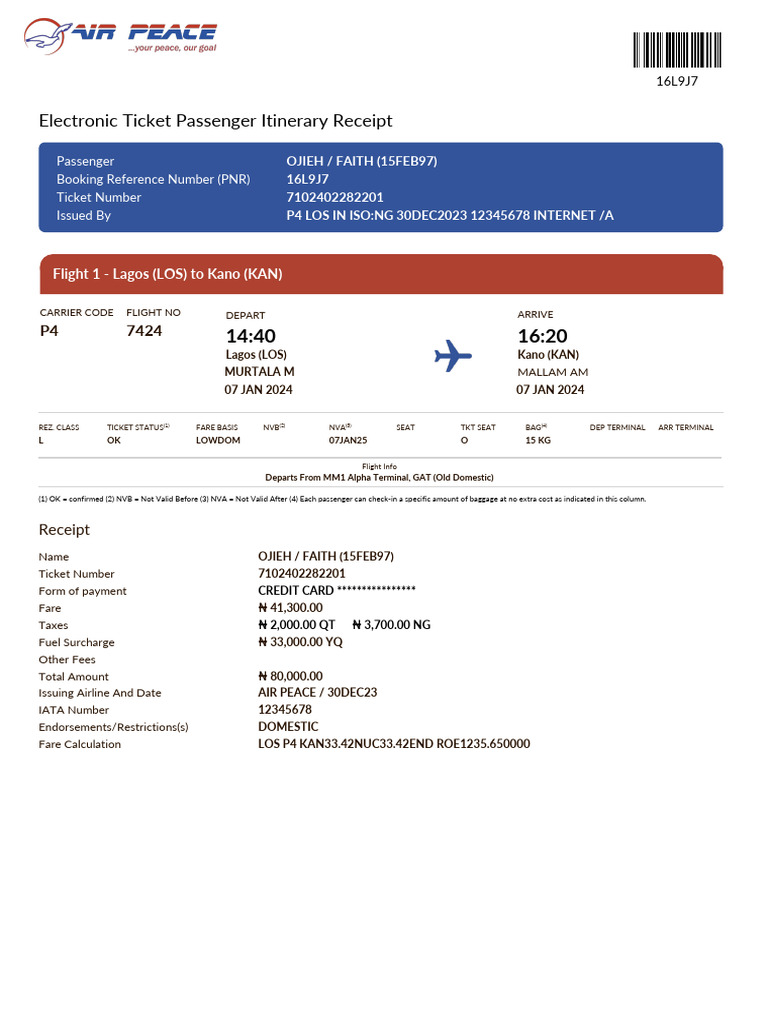 16L9J7-TICKETS | PDF | Baggage | Aviation