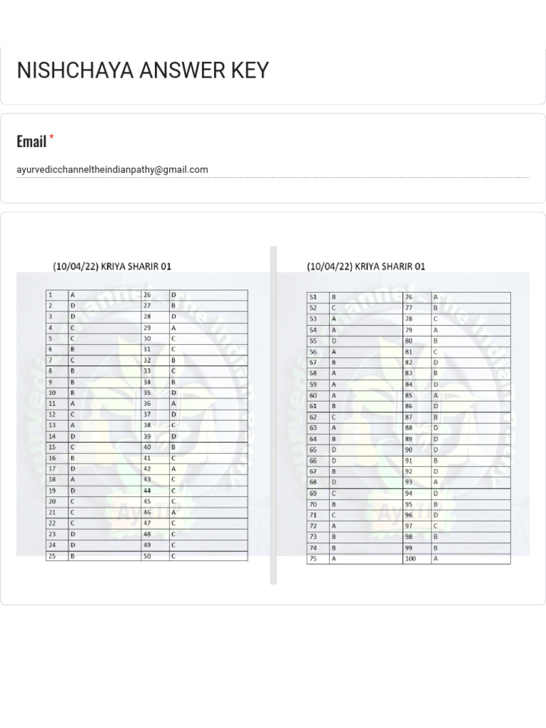 NISHCHAYA ANSWER KEY - Google Forms | PDF