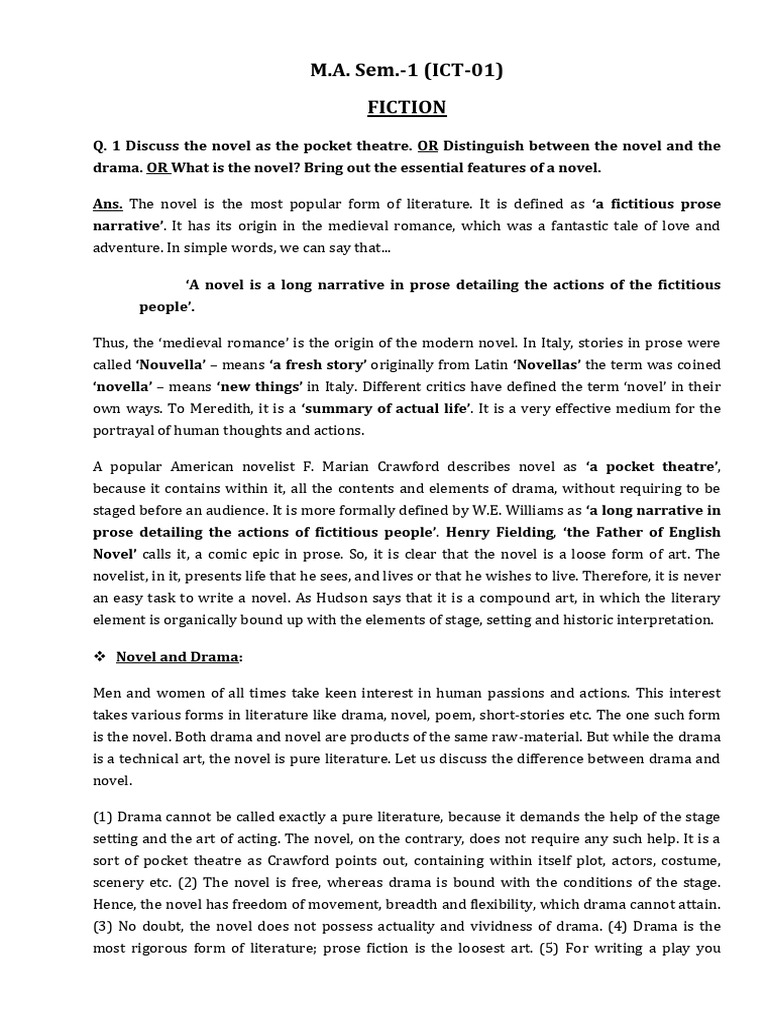 Fiction Understanding Literature Ict 01 | PDF | Novels | Plot (Narrative)