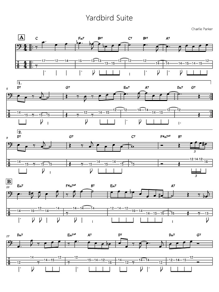 (Bass&Tab) Yardbird Suite | PDF