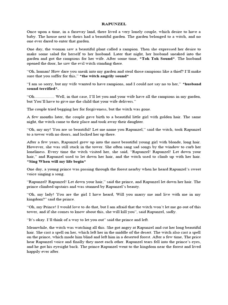 RAPUNZEL -Student Text- | PDF | Rapunzel | Fairy Tales