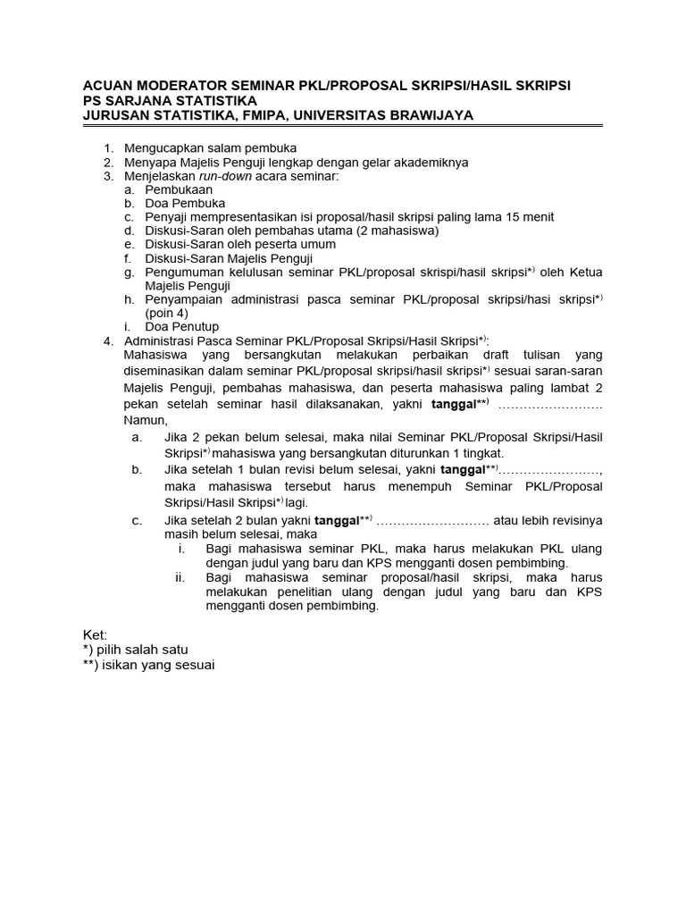Sop Moderator Seminar | PDF | Teknologi & Rekayasa