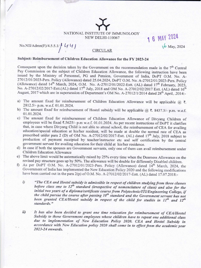 Children Education Allowance Claims | PDF