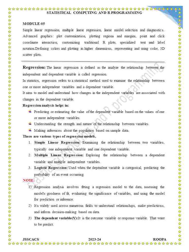 Module - 05 Statistical Computing and R Programming | PDF Module - 05 Statistical Computing and R Programming | PDF