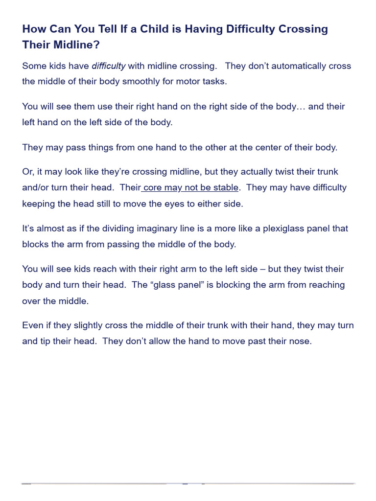 18 Quick Midline Crossing Activities For Academic Tasks - 2 | PDF