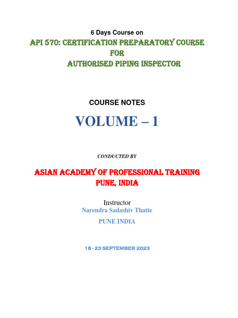 Vol 1 API 570 | PDF | Pipe (Fluid Conveyance) | Nondestructive Testing