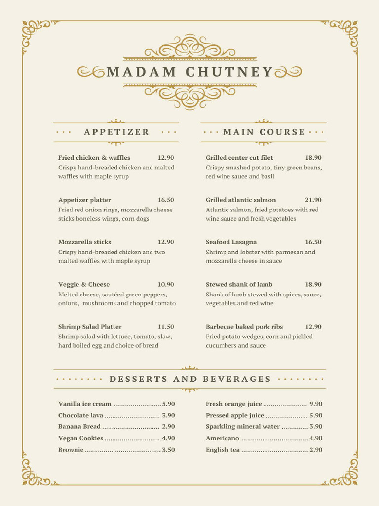 Beige and Gold Vintage Restaurant Menu - 20240709 - 113419 - 0000 | PDF ...