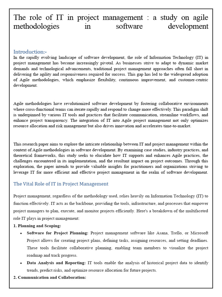 The_role_of_IT_in_project_management (1) | PDF | Agile Software Development | Software ...