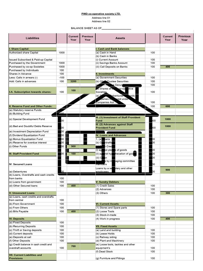 Housing Society Balance Sheet Format | PDF | Expense | Banks