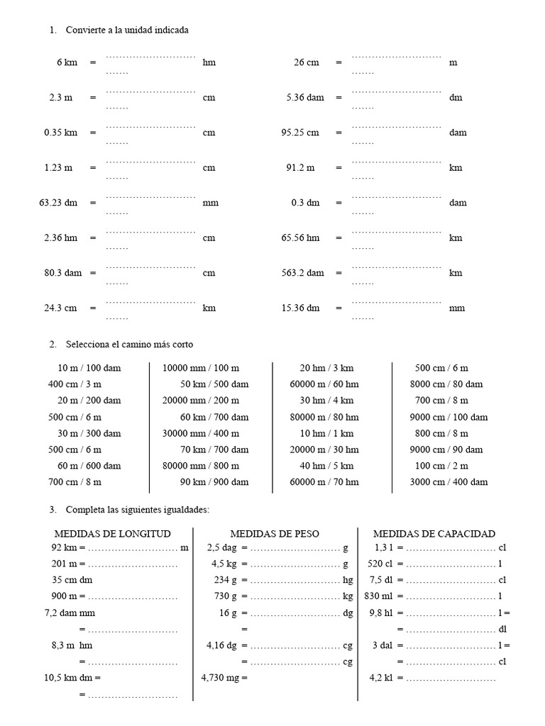 Convierte a La Unidad Indicada | Descargar gratis PDF | Litro | Longitud