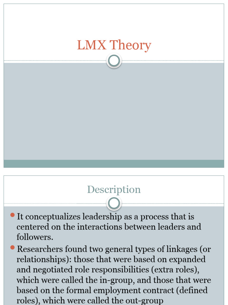 LMX Theory | PDF | Leadership | Popular Psychology