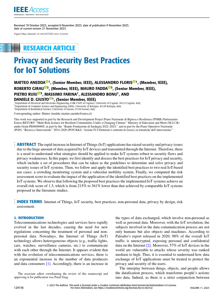 Access - Privacy and Security Best Practices For IoT Solutions | PDF | Internet Of Things ...