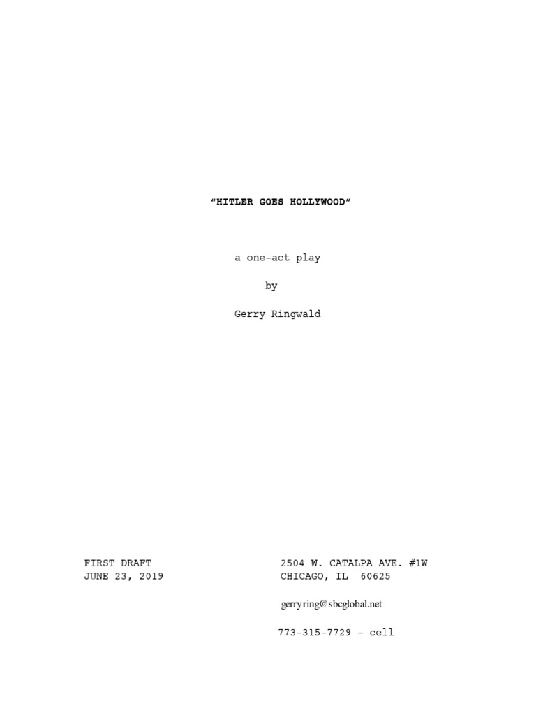 Hitler Goes Hollywood: A Play | PDF | Adolf Hitler