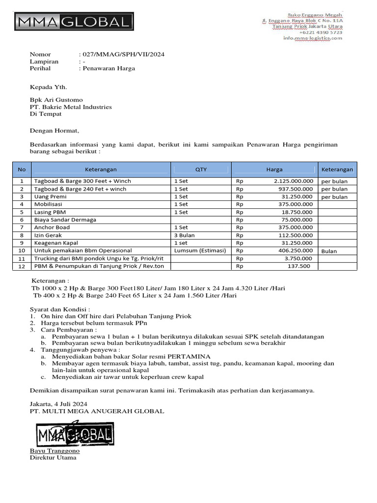 Penawaran Tongkang | PDF Penawaran Tongkang | PDF