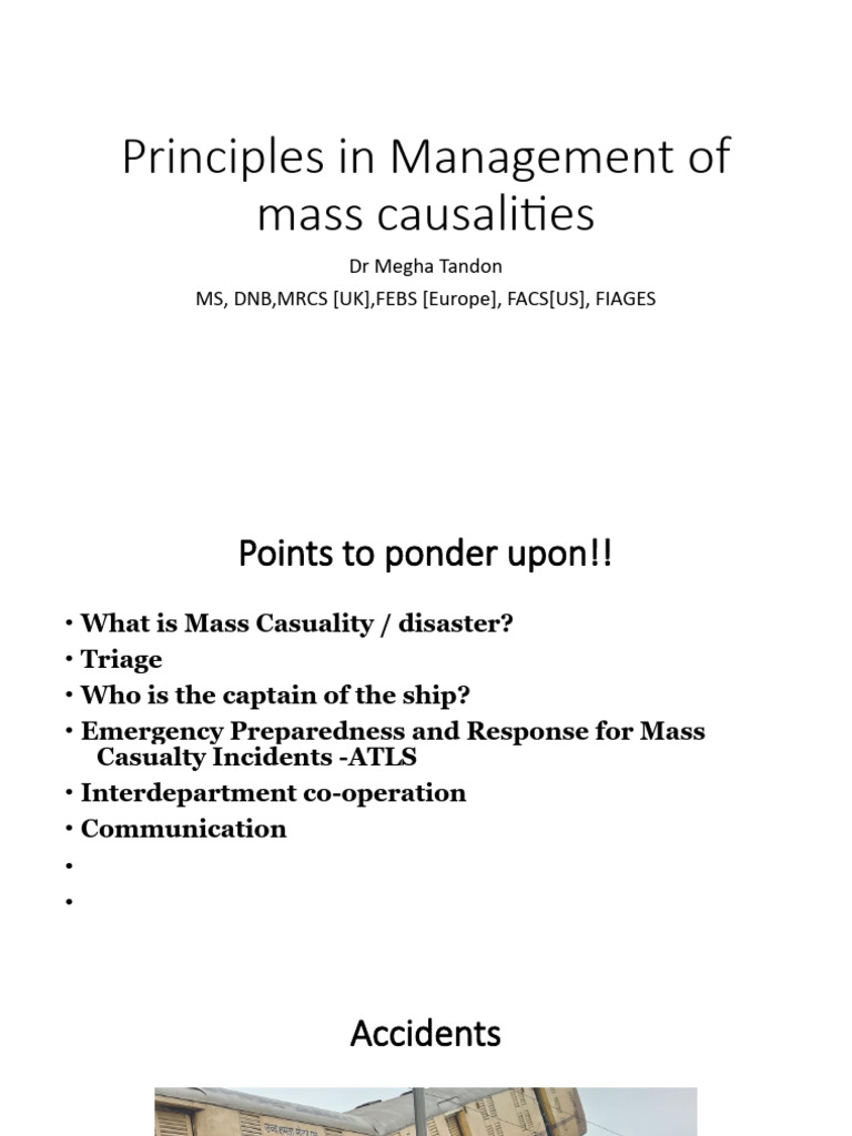 Principles in Management of Mass Causalities | PDF | Safety | Medical ...