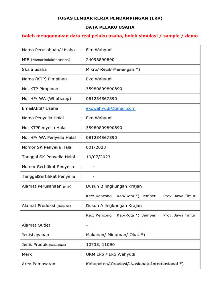 Tugas LKP 2024 Contoh | PDF