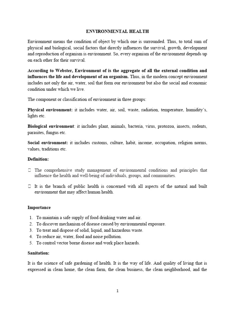 Understanding Environmental Health Factors | PDF | Sanitation | Natural ...