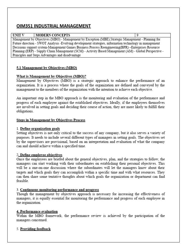 OIM351 INDUSTRIAL MANAGEMENT Unit 5 | PDF | Strategic Management | Swot Analysis