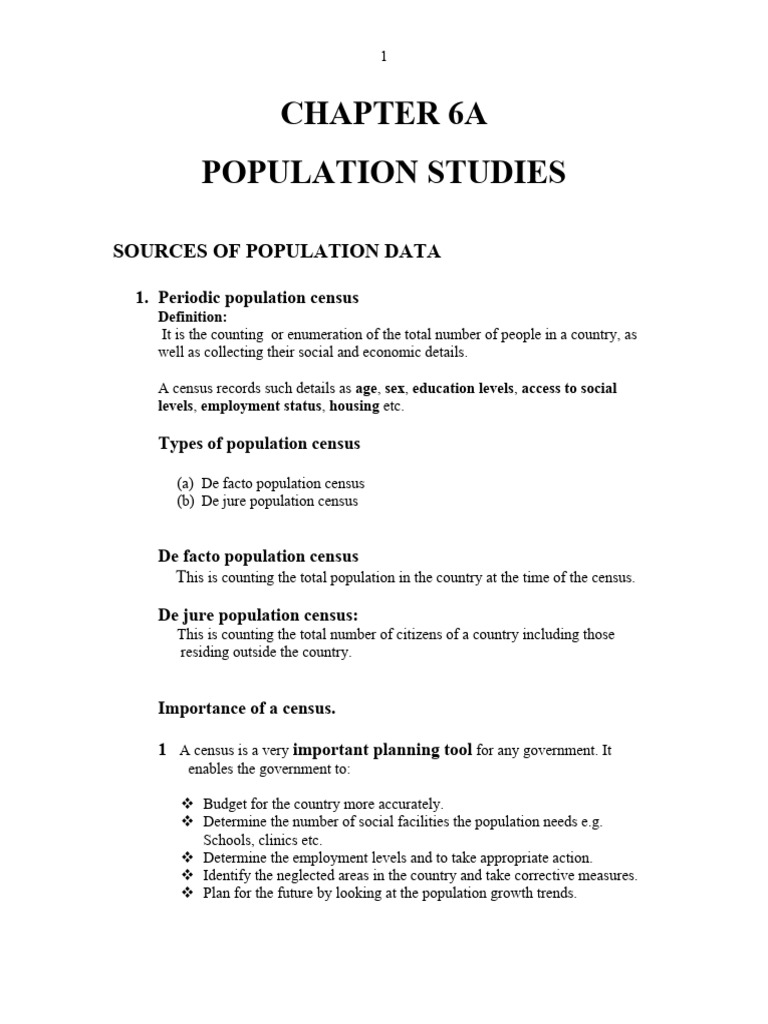 Chap 6a Population Studies | PDF | Census | Mortality Rate