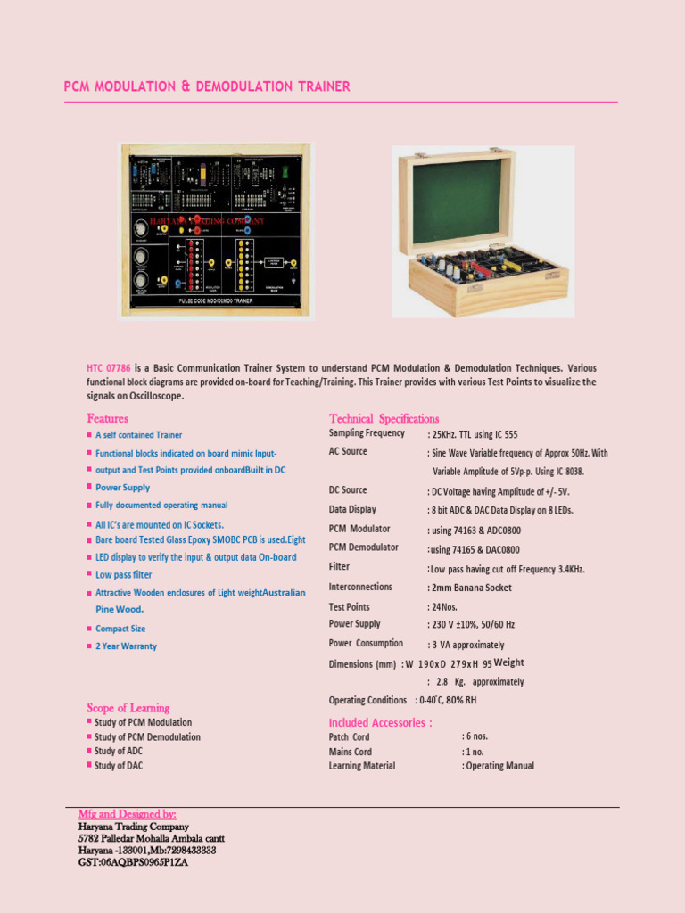 pcm mod and demod tr | PDF | Analog To Digital Converter | Power Supply