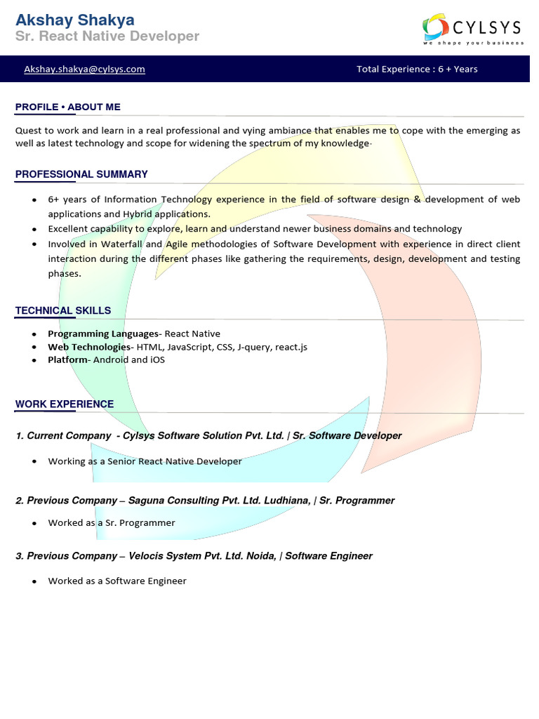 Cylsys - Akshay Shakya Resume | PDF | Mobile App | Ios