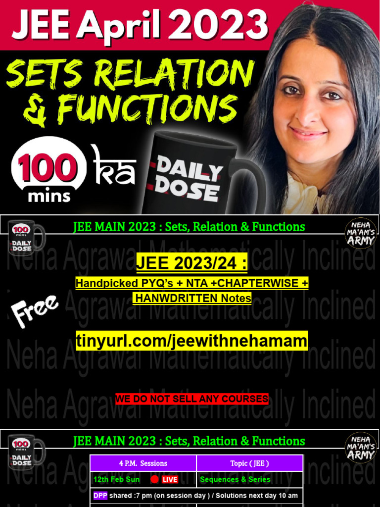JEE MAIN 2023 - Sets, Relation & Functions | PDF | Set (Mathematics ... JEE MAIN 2023 - Sets, Relation & Functions | PDF | Set (Mathematics ...