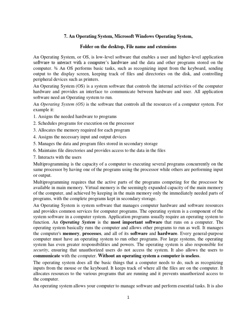 7. An OS, Microsoft Windows OS, Desktop of Windows OS, Folder on the ...