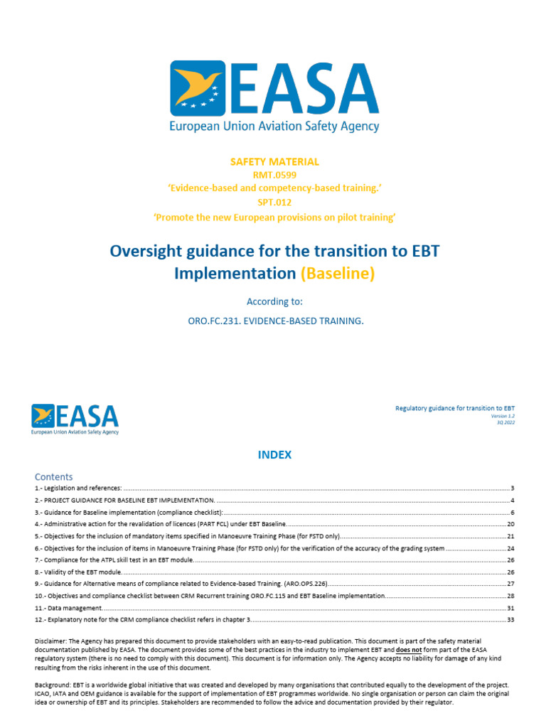 EBT Implementation Guidance EASA | PDF | European Union | Iso 9000