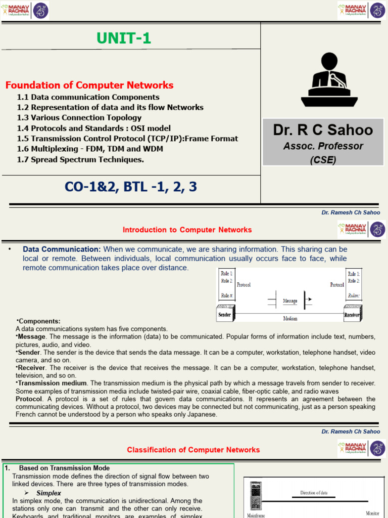 UNIT 1 - 1707307230 - 5000665 - Presentation1 | PDF | Duplex (Telecommunications) | Computer Network