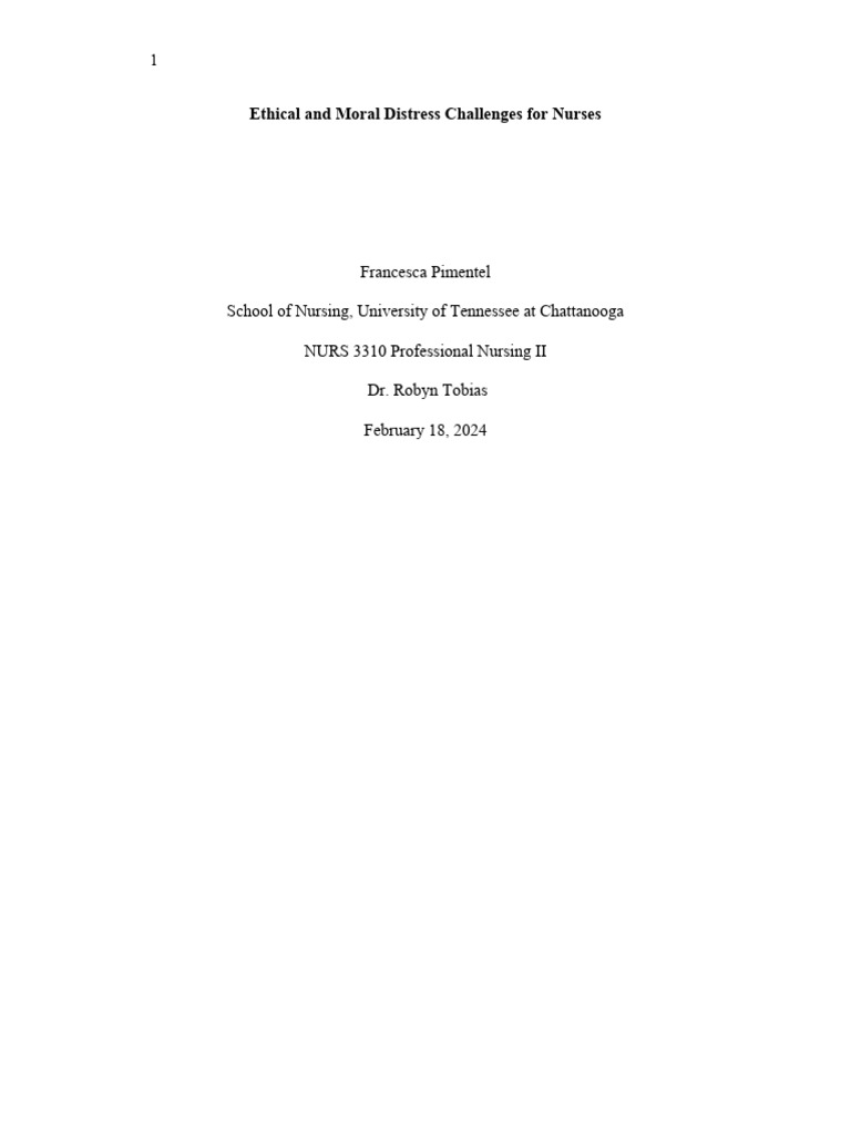 Ethical Challenges and Moral Distress in Nursing | PDF | Nursing ...