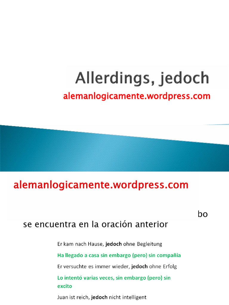 Allerdings Jedoch | PDF