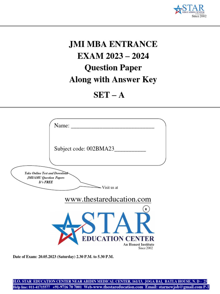 2023 JMI MBA QUESTION PAPER-Set-A | PDF | Renewable Energy | Wind Power