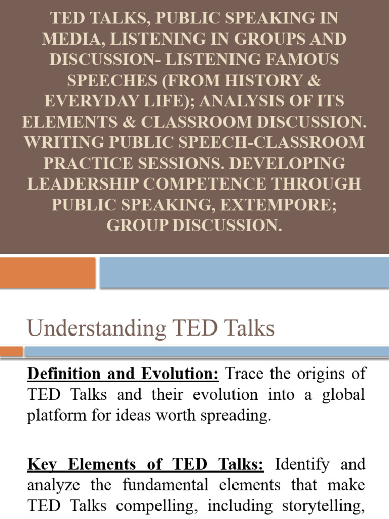 Ted Talks, Public Speaking in Media | PDF | Public Speaking | Communication