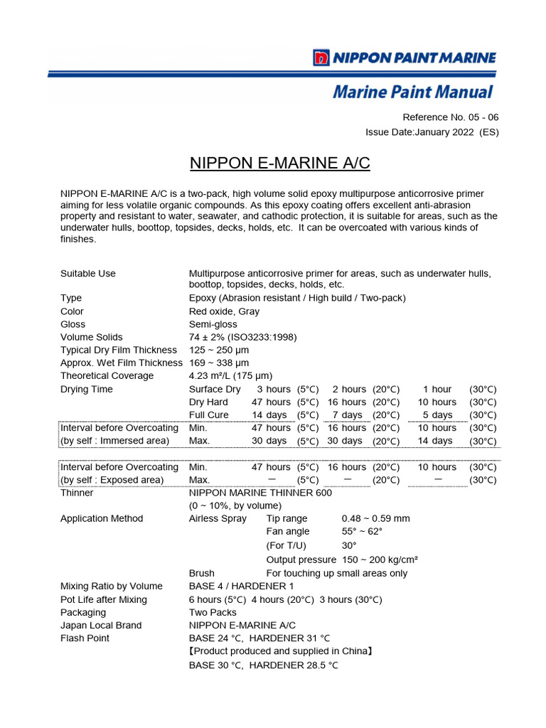 05 06 Nippon e Marine Ac2022.1es | PDF | Epoxy | Water