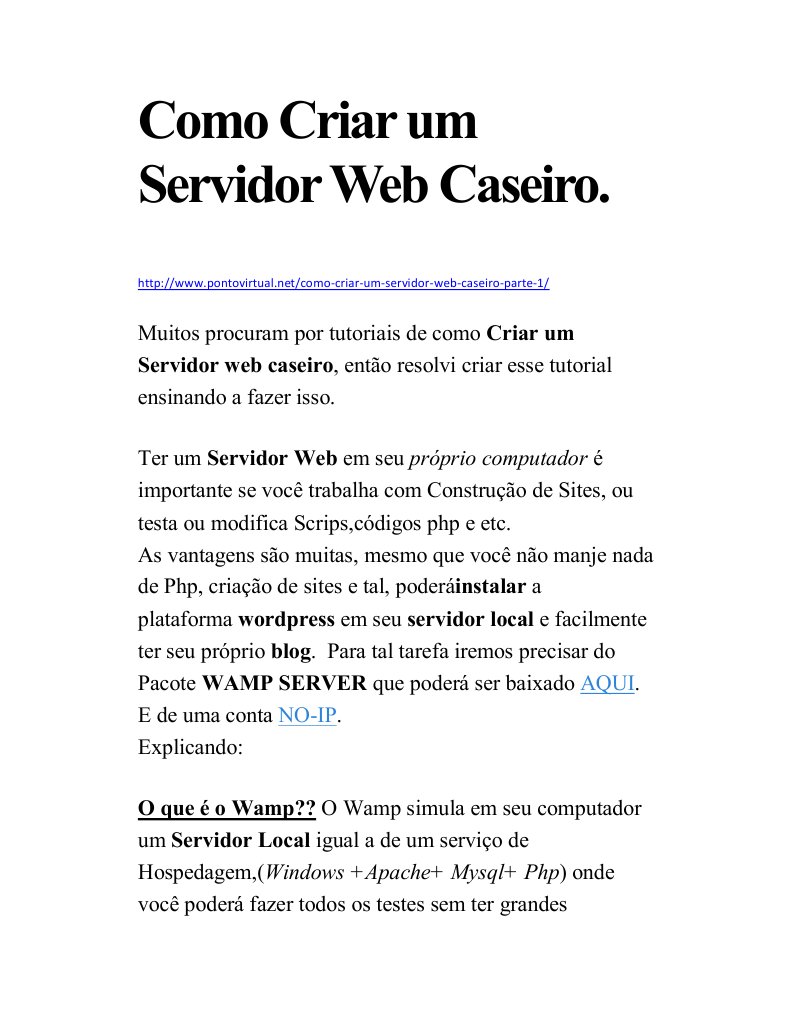 Como Criar Um Servidor Web Caseiro | PDF