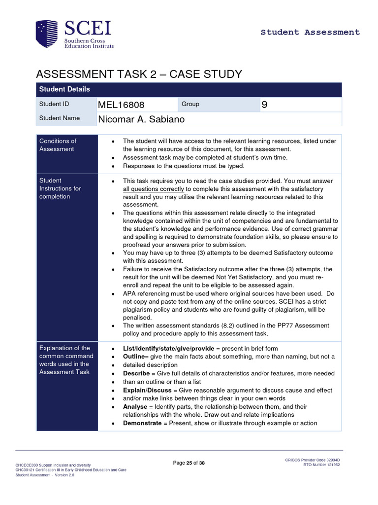 Early Childhood Inclusion Case Studies | PDF | Plagiarism | Cognition