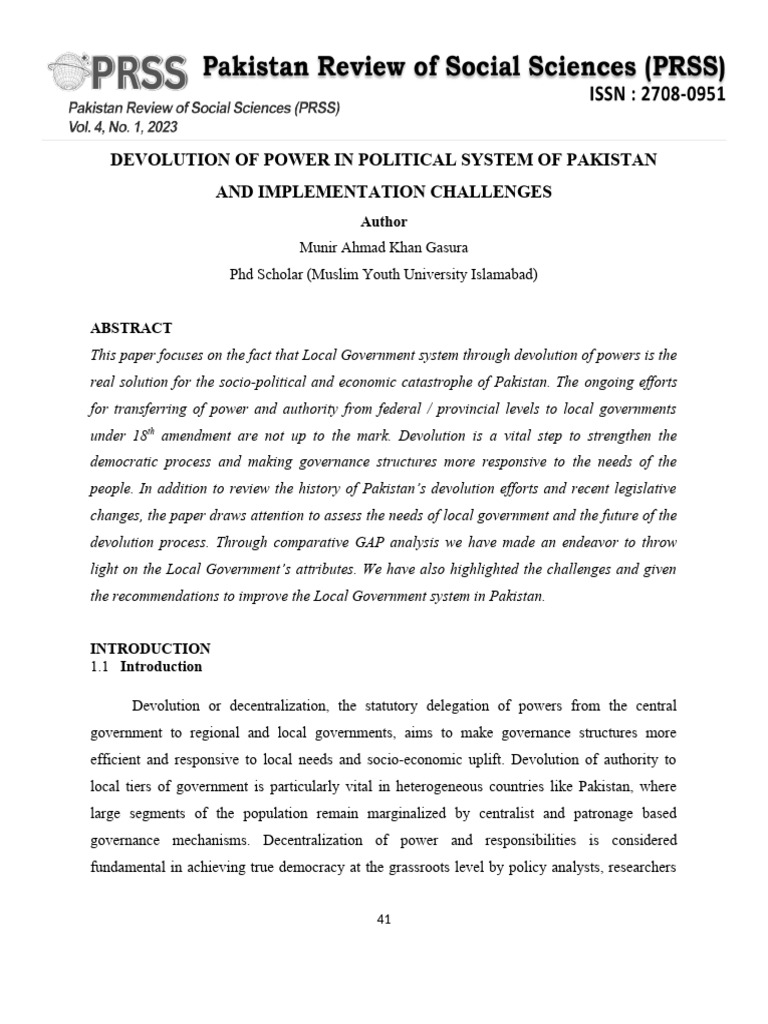 Research Paper | PDF | Parliament Of Pakistan | Decentralization