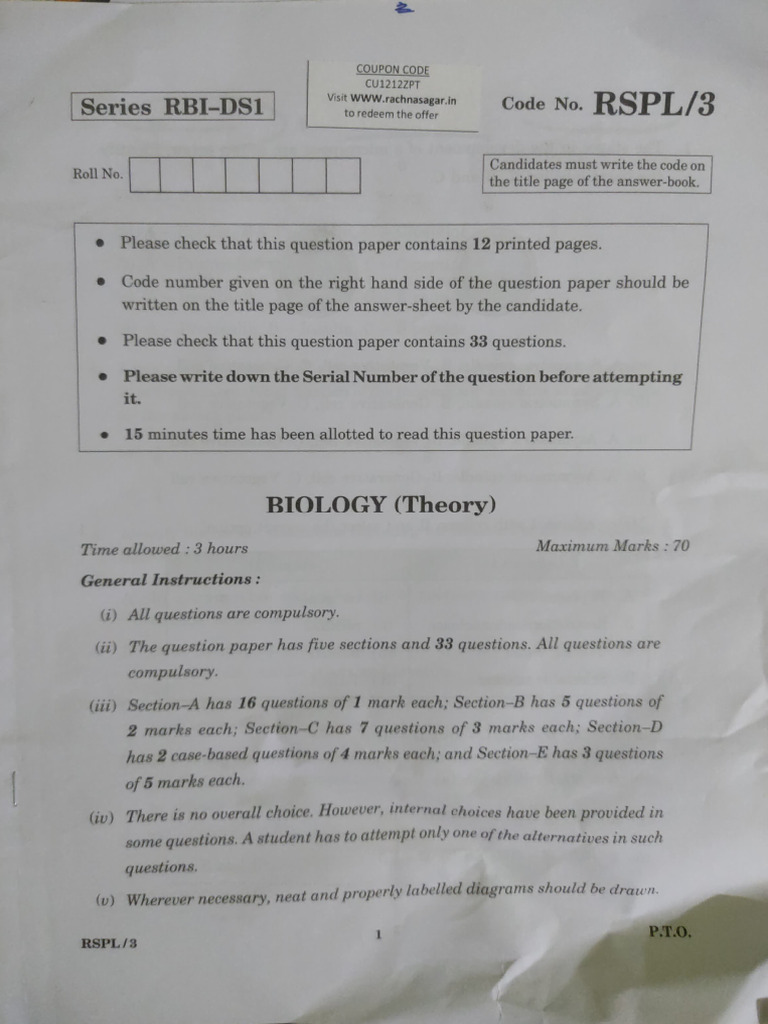 Biology Qp Set 3 Pdf