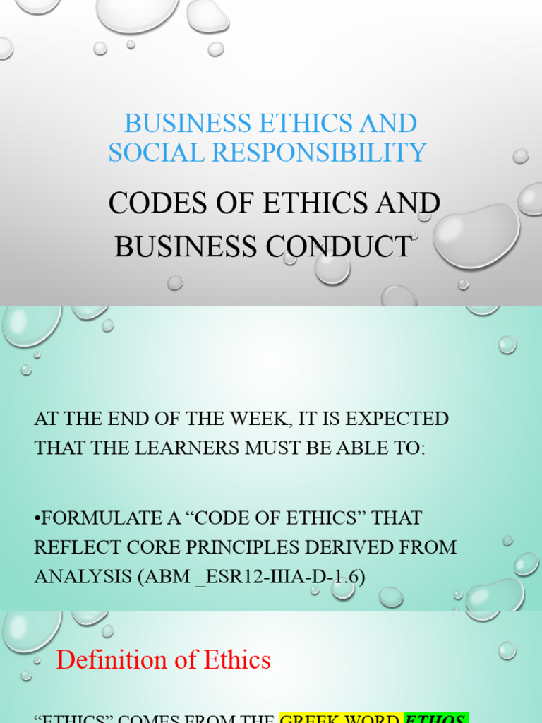 BESR4 Lesson 4 Code of Ethics | PDF | Bookkeeping | Business