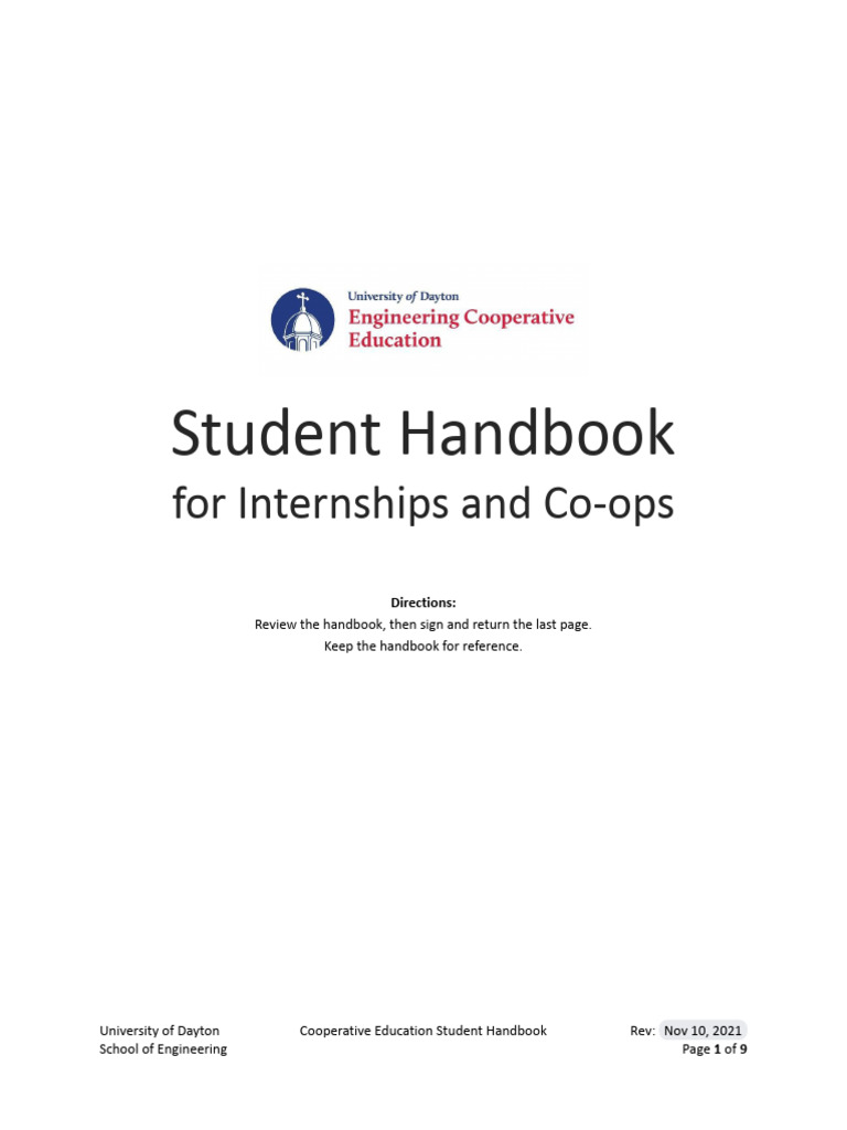 2019co Op Student Handbook Web | PDF | Internship | Job Hunting