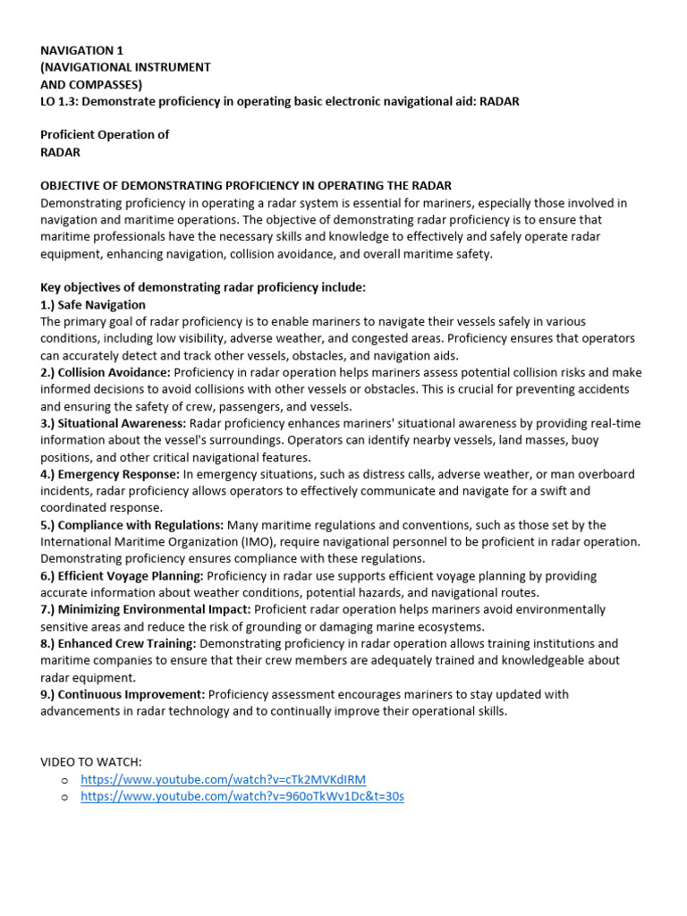 Topic 3 Navigation 1 | PDF | Radar | Navigation