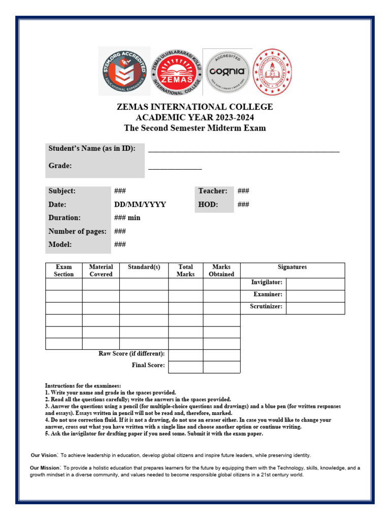 06 Exam Cover Page | PDF | Learning