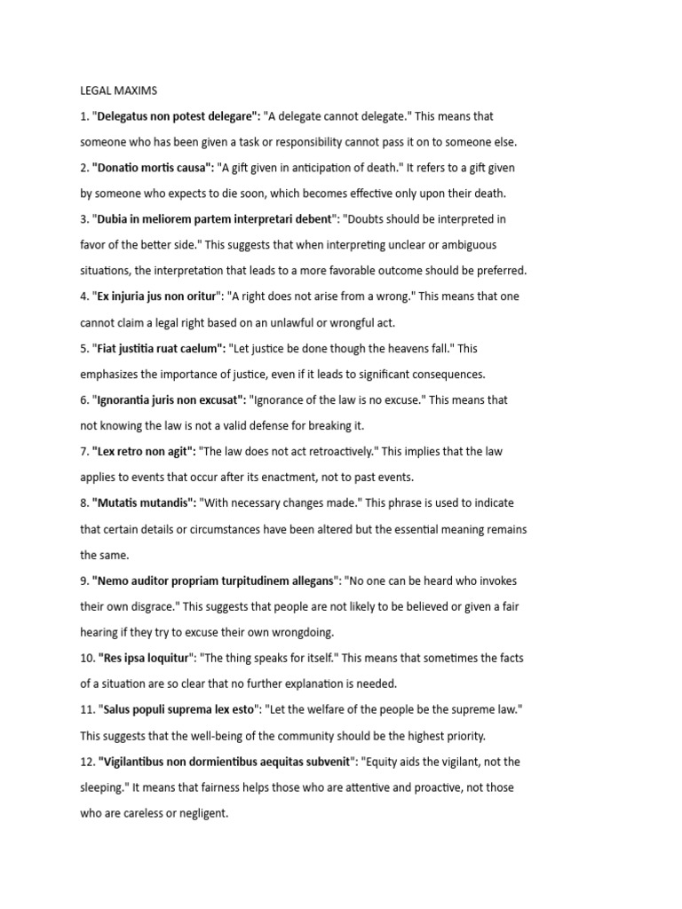 LEGAL MAXIMS | PDF | Doctrine | Legal Concepts