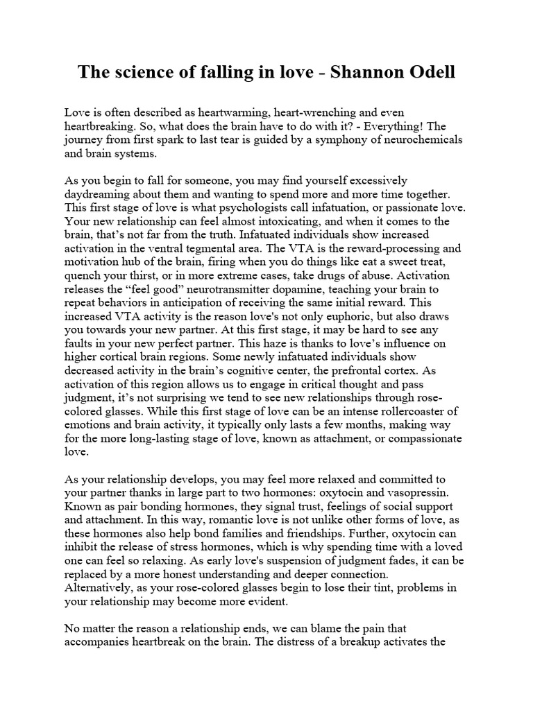 The Neuroscience of Falling in Love | PDF | Psychology | Emotions
