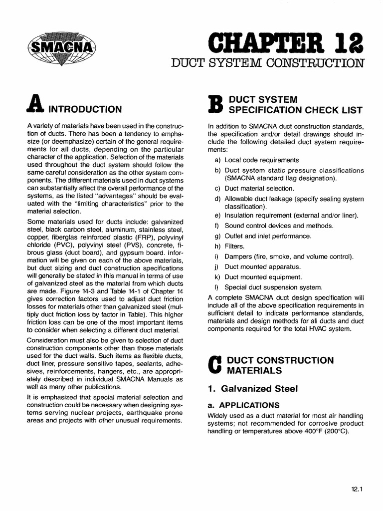 SMACNA Systems | PDF | Duct (Flow) | Steel