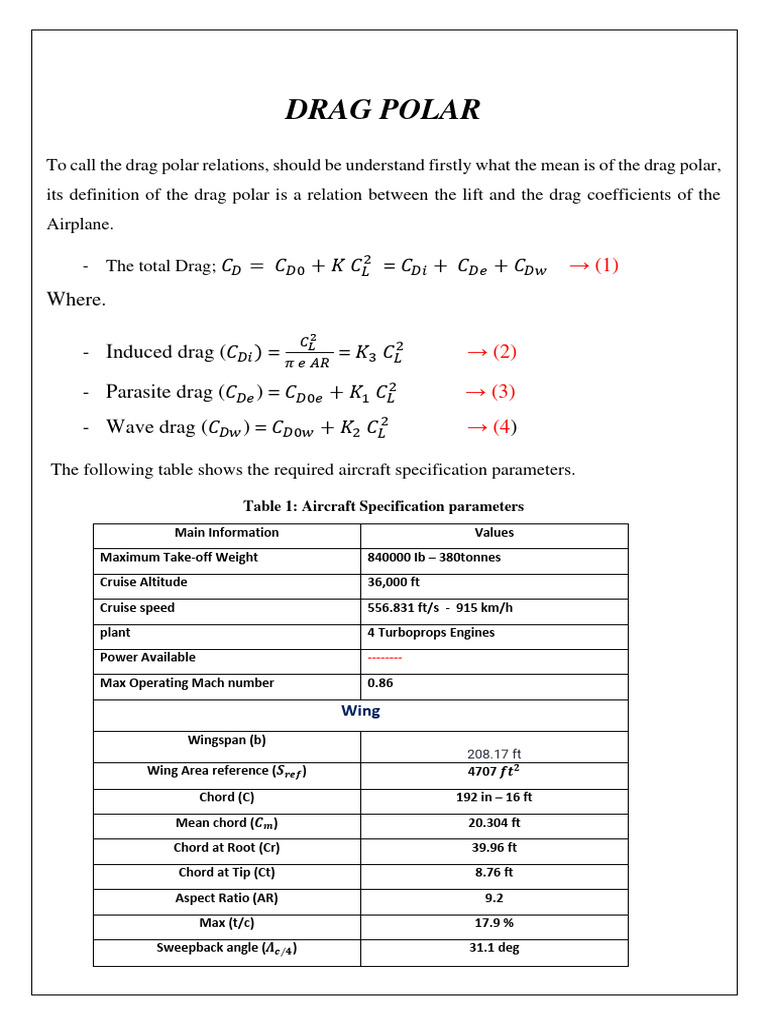 Drag Polar Calculations | PDF | Drag (Physics) | Aerospace Engineering