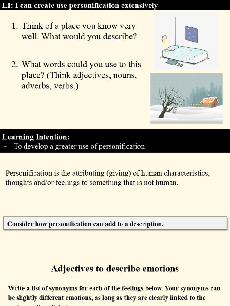 Extended Personification | PDF | Adjective | Emotions